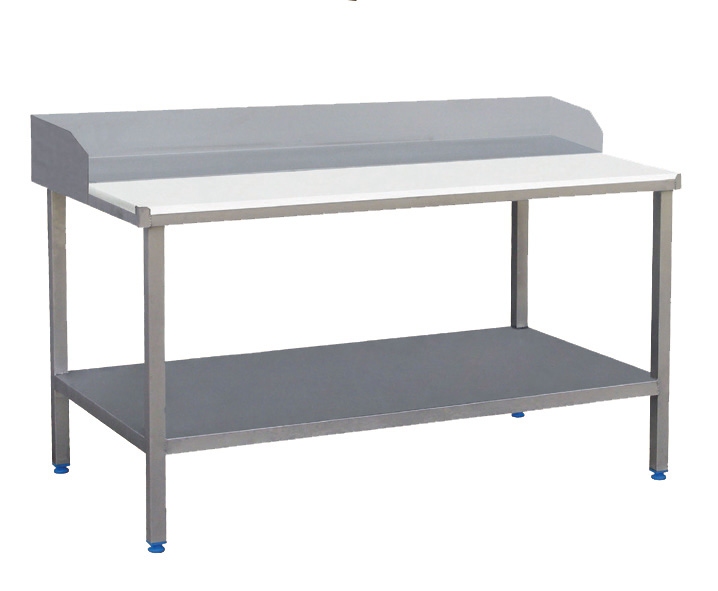 Bord med PE-plate og rustfri del, under hylle