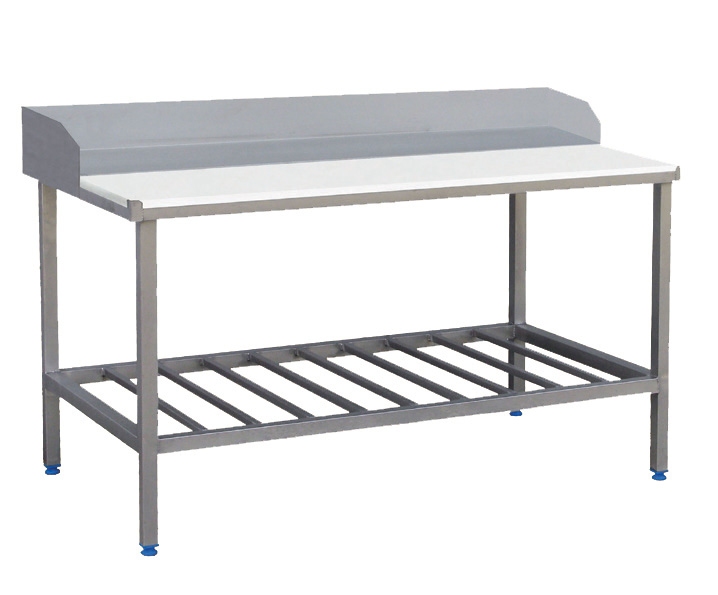 Bord med PE-plate og rustfri bakdel, risthylle